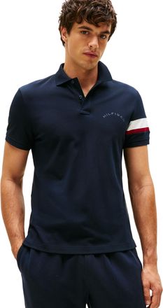 Tommy Hilfiger Herren Poloshirt Kurzarm Sleeve Tape Regular Fit, Blau (Desert Sky), XL