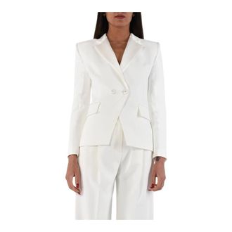Elisabetta Franchi Satinrevers-Crepe-Jacke - - Jackets - Damen - Wei&szlig; - L