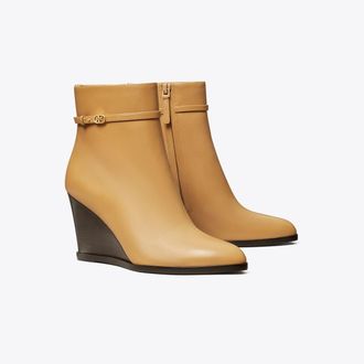 Tory Burch Damen Keilabsatzstiefelette mit Doppel-T-Schnalle