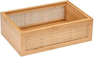 WENKO Badablage Allegre L, dekorative Ablage im trendigen Boho-Style aus hochwertigem Bambus und Rattan-Geflecht, zur praktischen Aufbewahrung von Badutensi