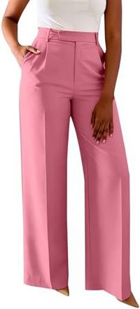 Generic Pantalon &agrave; jambe large pour femme - Taille haute - Coupe droite - Pantalon l&eacute;ger et intelligent - Pantalon de travail d&eacute;contract&eacute; - Pantalon drap&eacute; pou