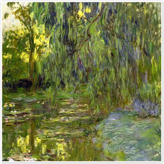Posterlounge Trauerweide, Der Seerosenteich in Giverny Poster von Claude Monet 40 x 40 cm Grün Wandbilder Wanddeko