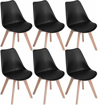 Eggree Eggree - Lot de 6 chaises au design Scandinave contemporain pour salle &agrave; manger - Blanc