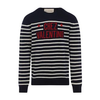 Valentino Blauer Pullover Aw25 Stil - - Knitwear - Herren - Mehrfarbig - M