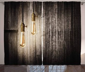 Abakuhaus industriell Rustikaler Vorhang, elektrische Retro, Wohnzimmer Universalband Gardinen mit Schlaufen und Haken, 280 x 245 cm, Hellgelb Braun