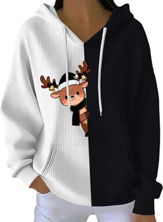 Generic Sweat à capuche de Noël à manches longues pour femme - Tissage grossier - Doux et confortable - Style décontracté - Avec poche - Pour entraînement, fê