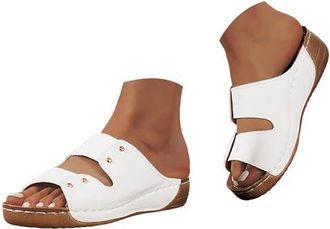 Generic Sandales compens&eacute;es orthop&eacute;diques pour femme 2026 - Sandales d&eacute;t&eacute; habill&eacute;es avec soutien de la vo&ucirc;te plantaire - Tongs confortables &agrave; enfiler pour la 