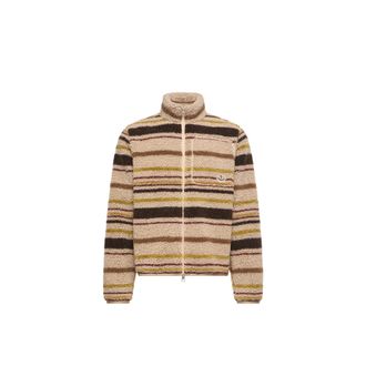 Moncler Moncler Cardigan Zipp&eacute; En Teddy Ray&eacute;, Homme, Beige, Taille: 3xl