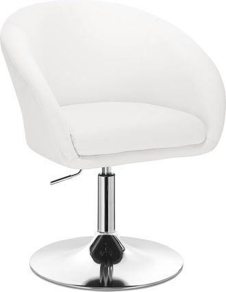 Woltu Barhocker Barsessel 1er Set, stufenlose Höhenverstellung, verchromter Stahl, Kunstleder, gut gepolsterte Sitzfläche mit Armlehne und Rücklehne, Weiß