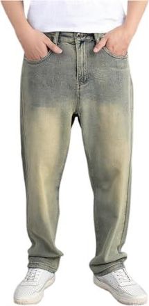 Generic Jean Homme Regular Jeans Pantalon Jeans Baggy Taille Plus pour Homme, Coupe Large et Taille Haute, Jeans Droits Stretch pour Un Confort Quotidien