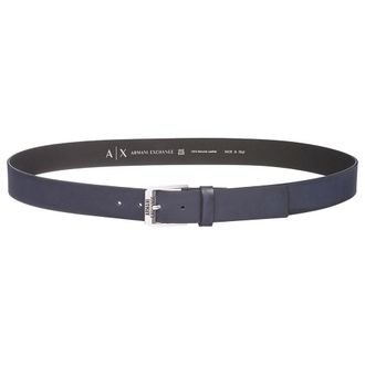 A|X Armani Exchange Mens Adjustable, Silver Buckle Belt, Navy Blue, One Size