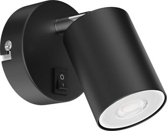 LEDs Com Wandspot WAIKA, einflammig, mit Schalter, GU10, schwarz matt, inkl. 468lm LED GU10 Lampe, warm-weiß