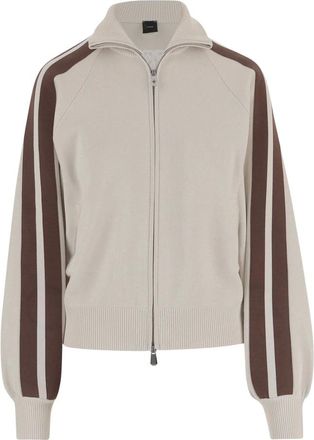 Pinko Pinko, Femme, Sweatshirts et sweats &agrave; capuche, Beige, Taille: 38 FR SweaT-shirt Zipp&eacute; avec Logo Love Birds