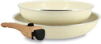 Menastyl Cuisson Lot de 2 Poêles Amovibles Empilables 22 et 26 cm - Tous Feux Dont Induction - Revêtement Céramique Antiadhésif sans PFAS - Gamme Colorama - Couleur Cr