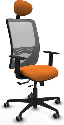 Piqueras y Crespo B&uuml;rostuhl Zulema mit 1D-Armen, h&ouml;henverstellbare Lendenwirbelst&uuml;tze und festes Kopfteil, ausgestattet mit Syncro/Traslack und Schneideschaum, Grau/Ora