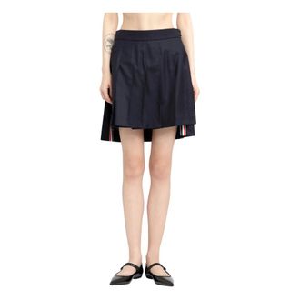 Thom Browne Femme, Jupes, Bleu, Taille: 34 FR Dropped Back Pleated Mini Skirt