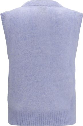 Ganni Brushed Alpaca Intarsia Vest - Blue