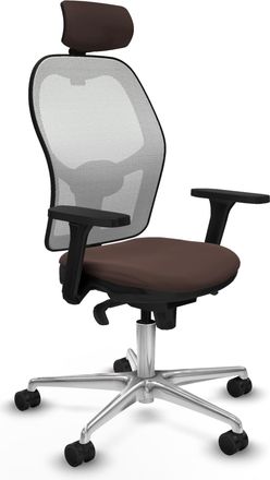 Piqueras y Crespo B&uuml;rostuhl f&uuml;r die Arbeit zu Hause mit 3D-Armen, h&ouml;henverstellbarer Lendenwirbelst&uuml;tze und h&ouml;henverstellbarem Kopfteil, Wei&szlig;/Dunkelbraun