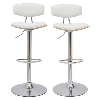 Miliboo Miliboo - Tabourets de bar design r&eacute;glables blanc et bois clair (lot de 2) vasco