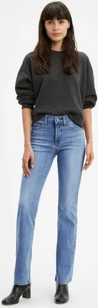 Levi's Bootcut-Jeans LEVIS 315 Shaping Boot, Damen, Gr. 30, Länge 34, blau (mid indigo blau denim), Denim/Jeans, Obermaterial: 60% Baumwolle, 23% Viskose, 16