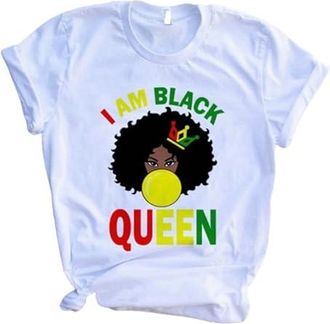 Keephen Mois de lHistoire des Noirs T-Shirt Femmes Filles Africaines Impression 3D T-Shirt Manches Courtes Col Rond Pullover Juneteenth Tops Streetwear