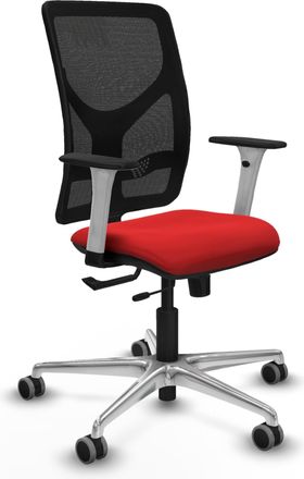 Piqueras y Crespo Roter Schreibtischstuhl mit wei&szlig;en und schwarzen Armlehnen, h&ouml;henverstellbare Lendenwirbelst&uuml;tze, ausgestattet mit Syncro/Traslack und Schneideschaum.