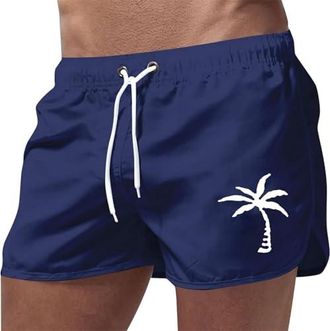Generic Short de bain hawa&iuml;en &agrave; s&eacute;chage rapide avec poches pour homme, bleu marine, 3XL