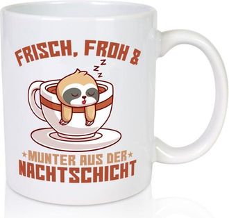 Generic Frisch froh und Munter | Nachtschicht | Altenpfleger - Tasse Weiss - Kaffeetasse/Geschenk/Familie