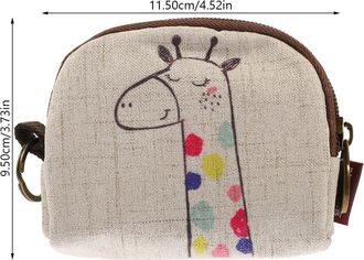 Holibanna Kleine Schl&uuml;sseltasche und M&uuml;nzbeutel aus Strapazierf&auml;higem Baumwoll Leinen mit Giraffenmuster Tragbare Geldb&ouml;rse f&uuml;r Damen Aufbewahrungstasche f&uuml;r Sc