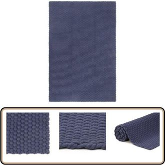 vidaXL Teppich Rechteckig Marineblau 120x180 cm Baumwolle - Baumwollteppich - Marineblauer Teppich - Wohnteppich - Flurmatten - Seidenstrickmuster