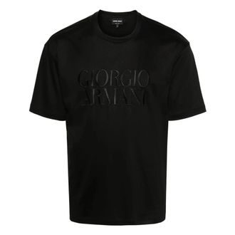 Giorgio Armani Baumwoll-Interlock T-Shirt - - Tops - Herren - Schwarzk - M
