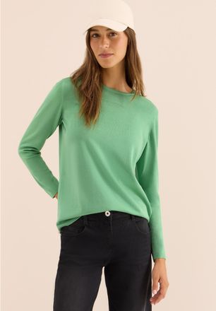 Cecil Strickpullover CECIL, Damen, Gr. XXL (46), fennel grün, Strick, Obermaterial: 60% Baumwolle, 40% Viskose, unifarben, normal hüftbedeckend, Rundhals, F