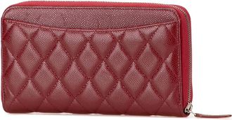 Chanel Portemonnaie - CC Quilted Caviar Zip Around Long Wallet - Gr. unisize - in Rot - f&uuml;r Damen