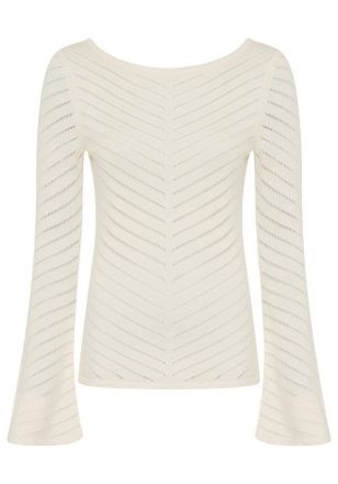 HUGO BOSS Strickpullover Falonina Premium Damenmode feines Lochstrickmuster in Zick-Zack Struktur, hochwertiger Wollmix