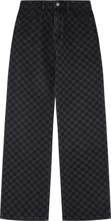 Springfield Damen-Jeans mit geradem Karomuster, Kollektion Deine Schuld, Schwarz, 42 Lang