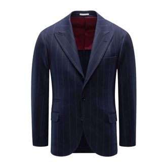 Brunello Cucinelli Homme, Vestes, Bleu, Taille: S Veste en laine avec soie et cachemire