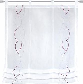 Gardinia Sehlbach Raffrollo Voile Stickerei, Weiß, 80 x 120 cm Bistrogardine, Höhenverstellbar, Zeitloses Design, Lichtdurchlässig, Einfache Befestigung, Öko-T