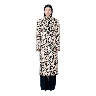 Sportmax Animal-Print Trenchcoat aus wasserabweisender Baumwolle - - Coats - Damen - Beige - 2XS
