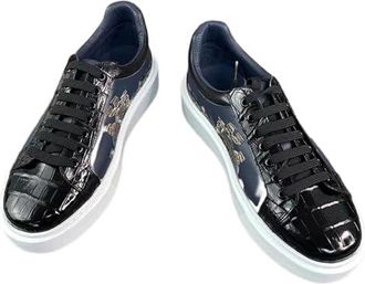 Generic Authentique peau de crocodile exotique broderie patchwork chaussures pour hommes en cuir dalligator v&eacute;ritable chaussures de planche &agrave; lacets pour homm