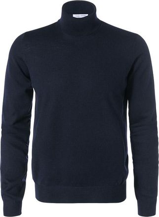 Gran Sasso Herren Rollkragenpullover blau Merinowolle unifarben