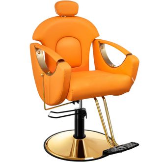 Generic Friseurstuhl, 360&deg; Drehbar, H&ouml;henverstellbar, Hydraulisch Verstellbar, f&uuml;r Friseursalons, Kosmetikstudios, Barbershops und Tattoo-Studios, Orange