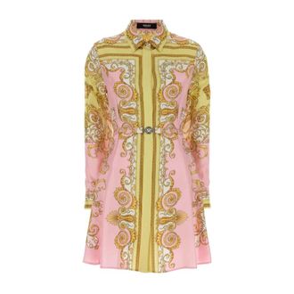 Versace Mini-Hemdblusenkleid aus bedrucktem Seidentwill - - Dresses - Damen - Mehrfarbig - M