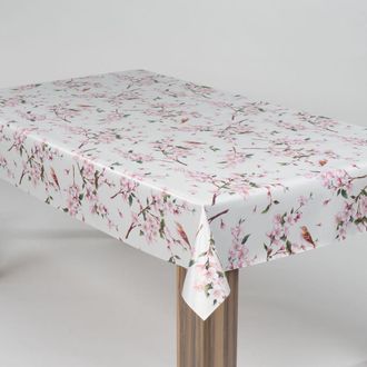 Laro Wachstuch-Tischdecke Abwaschbar Garten-Tischdecke Wachstischdecke PVC Plastik-Tischdecken Eckig Meterware Wasserabweisend Abwischbar, Muster:Kirschbl&uuml;