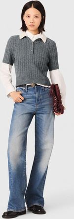 Maje Pulli Mit Abnehmbarem Perlenkragen - Grau - Maje