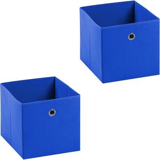 IDIMEX Stoffbox ELA, praktische Faltbox im 2er Pack, schöne Aufbewahrungsbox faltbar, einfacher Einschubkorb blau