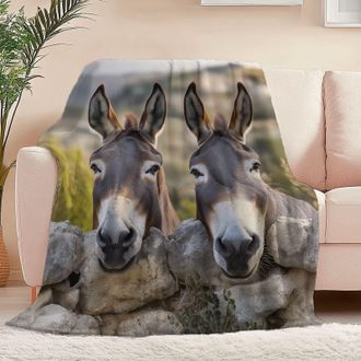 Generic Kuscheldecke Fleece &Uuml;berwurf Decke Ultra Weich Gem&uuml;tlich Natur Tier Esel Dekorative Flanelldecke Ganzjahresdecke f&uuml;r Zuhause Couch Bett Stuhl Reisen 1