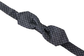 Dolce & Gabbana Mens Blue Gray Polka Dot Silk Neck Papillon Tie
