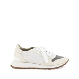 Brunello Cucinelli Flache Schuhe mit Farbblock und Logo - - Shoes - Damen - Wei&szlig; - 39 EU