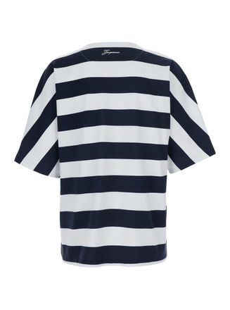 Jacquemus Mens T-Shirt Round Neck Blue Cotton T-Shirts And Polos