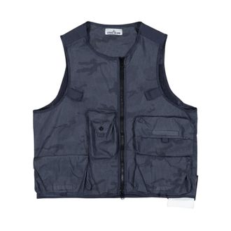 Stone Island Homme, Vestes, Bleu, Taille: XL Faded Camo Ripstop-TC Vest
